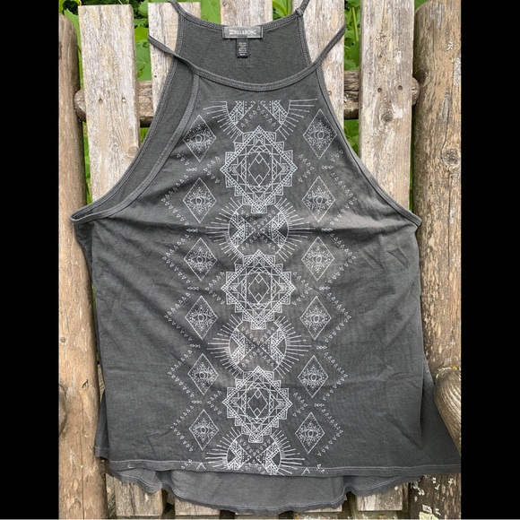 Billabong | Tops | Billabong Tank Gray With Henna Type Design On The ...